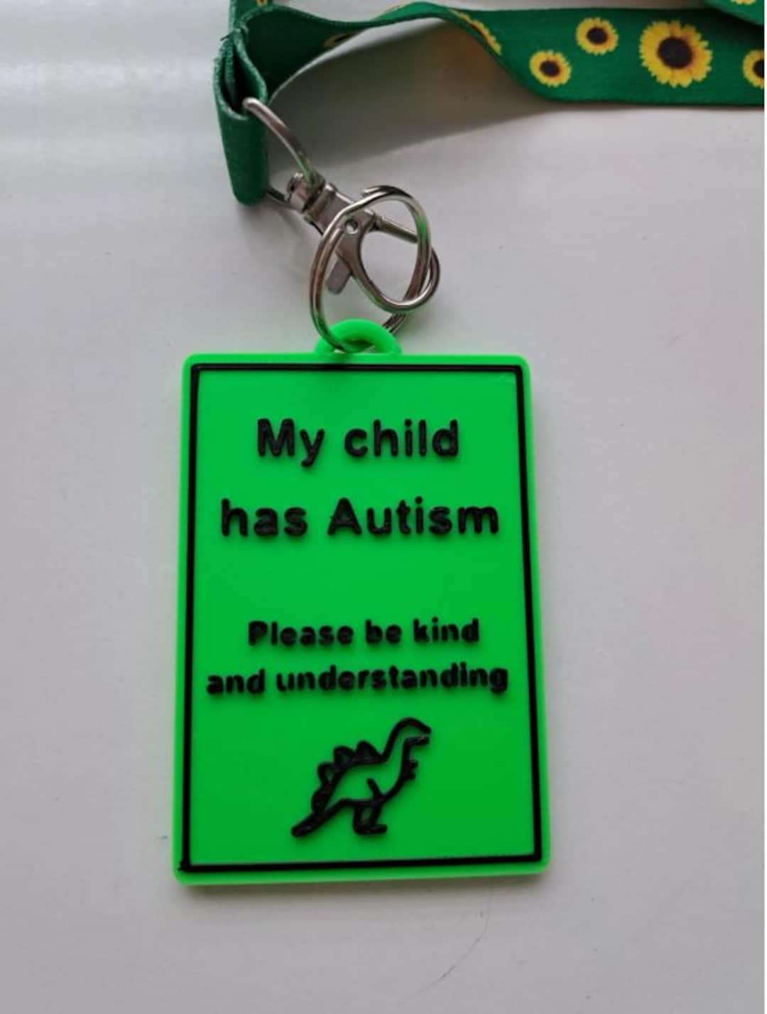 Autism Awareness Lanyard | Green 'my Child Has Autism' Tag | Hidden ...