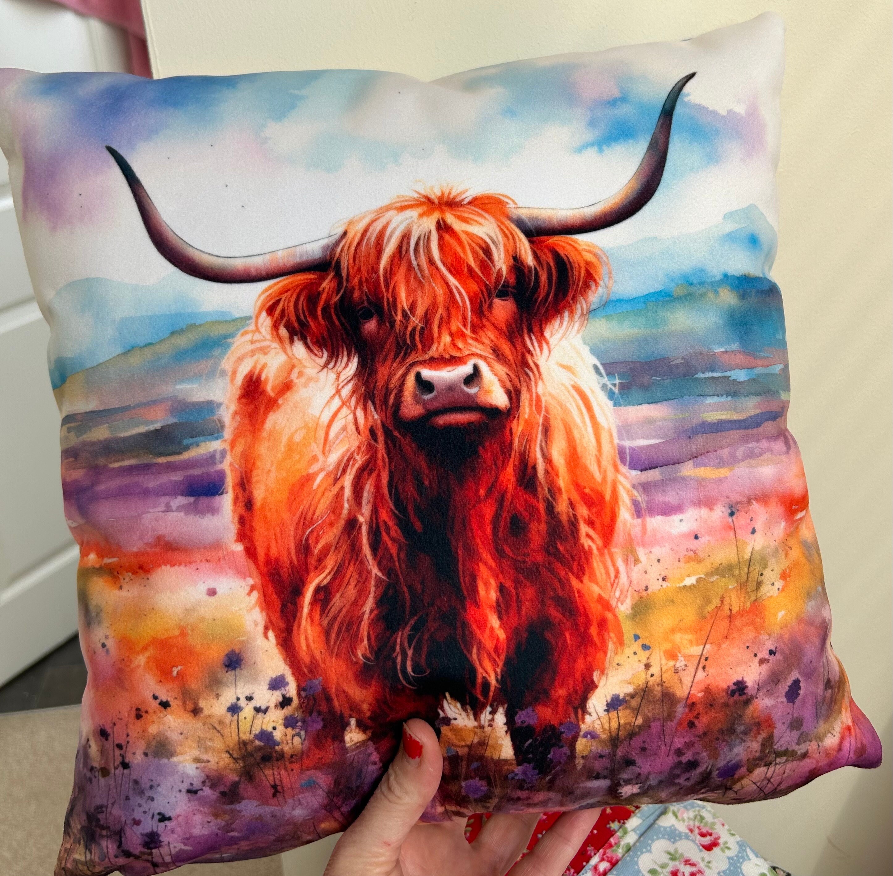 Luxury Velvet Highland Cow *cushion Cover Only* - Size Approx 16x16 ...