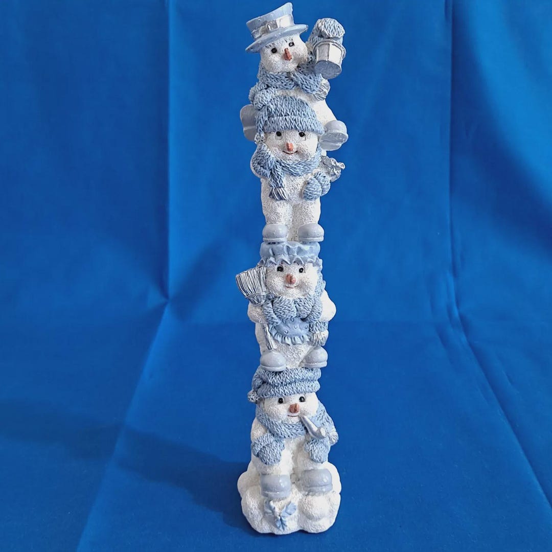 Vintage Snow Buddies STACKER W/pipe 9 1/4" Totem Pole Snowman Figurine ...