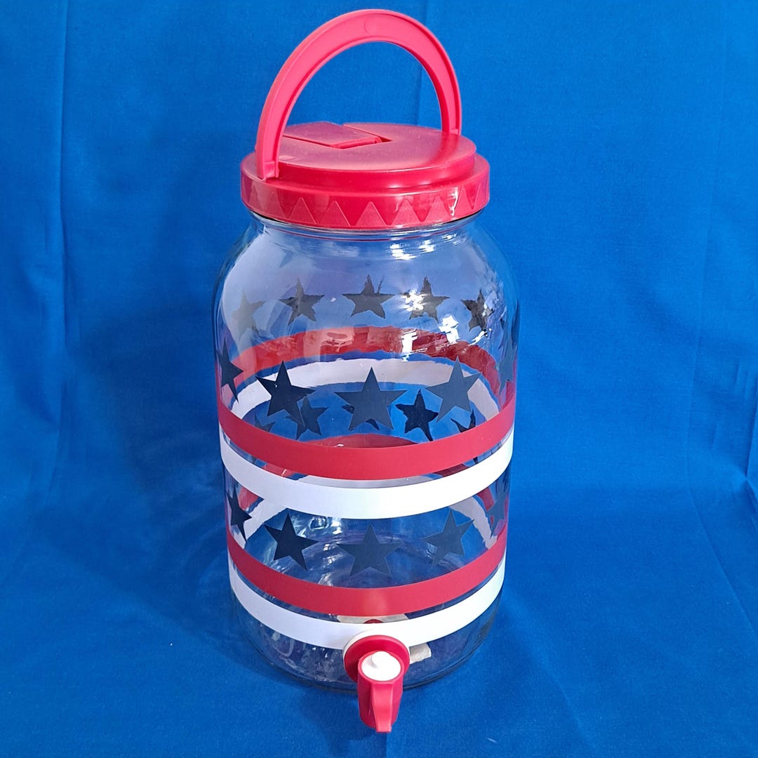Gallon SUN Tea PITCHER Patriotic Jar Drink Beverage Dispenser Spigot ...