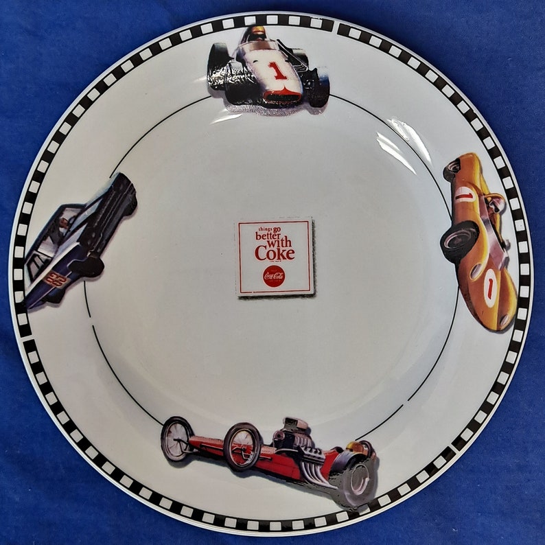 Lot 4 Sakura COCA COLA Racecar Bread & Butter PLATES Coke 7 Dessert ...