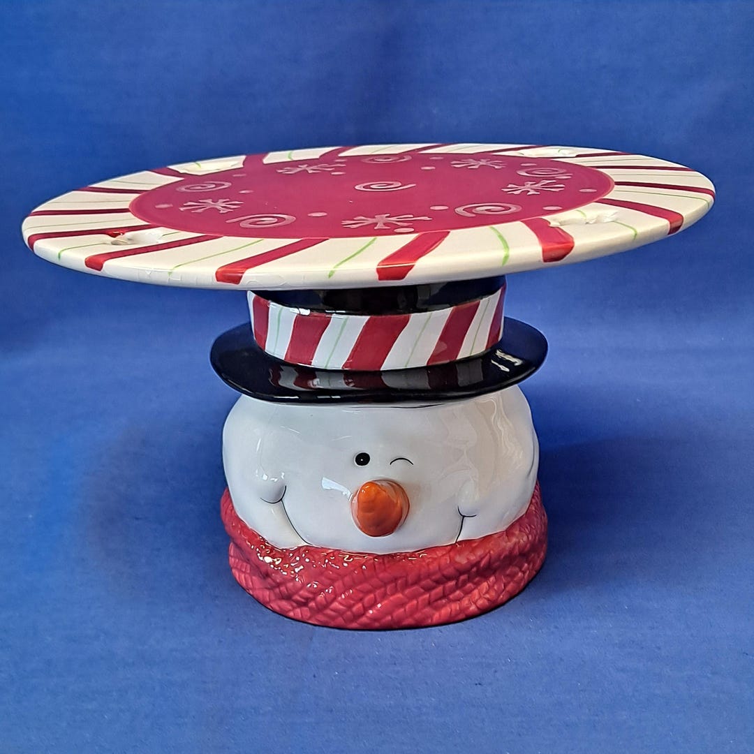 Ganz Bella Casa Snowman CHEESE/BUTTER PLATE Pedestal Christmas Spreader ...