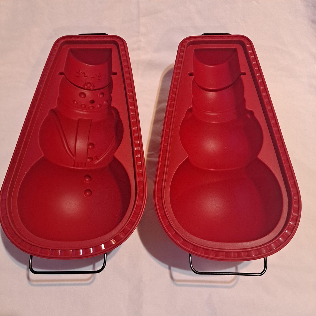 Pfaltzgraff Silicone 3D SNOWMAN CAKE PAN W/racks 2 Piece Stand up ...