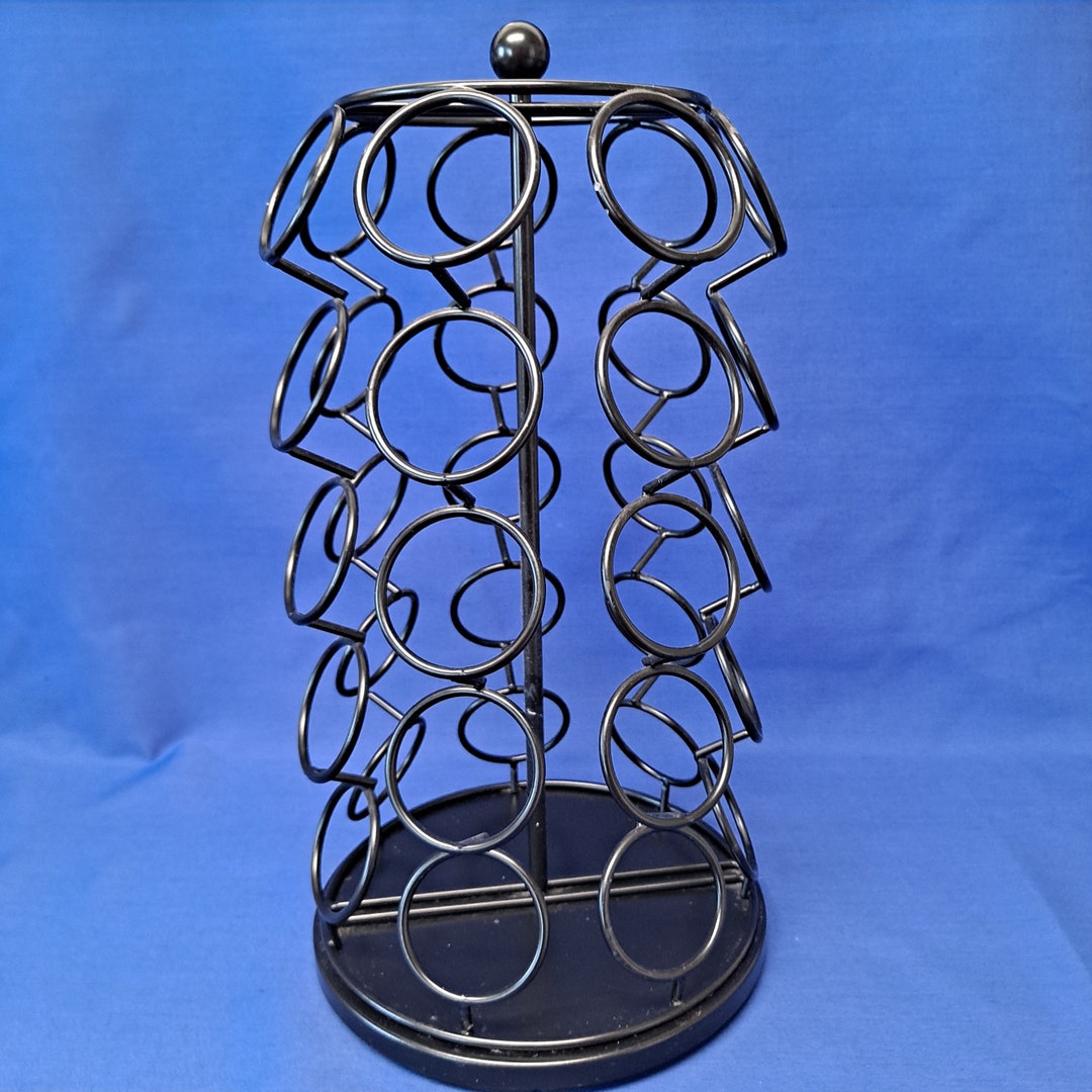 KEURIG K CUP CAROUSEL Coffee 35 Pod Holder Black Metal Spinning Rack ...