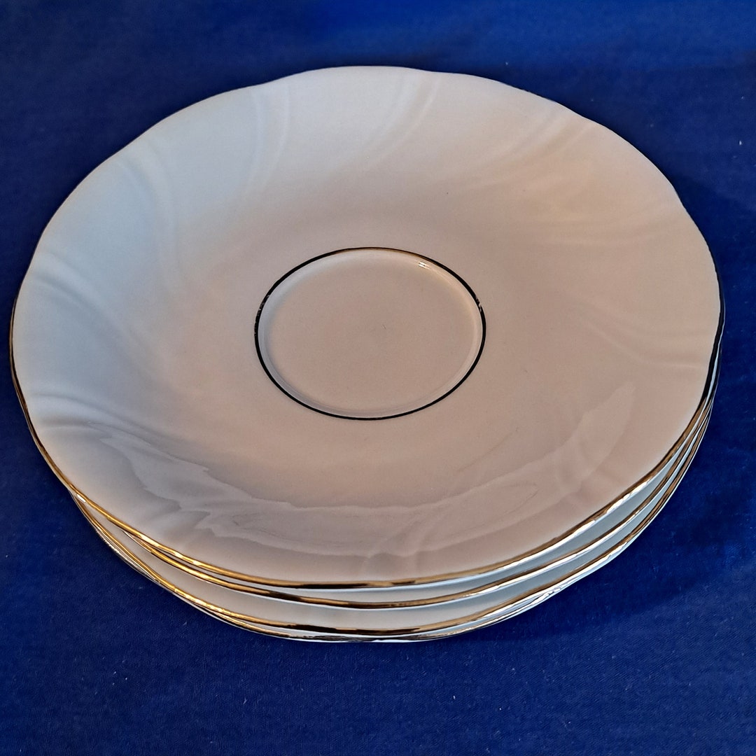 Lot 4 Jamestown China ALLEGRO SAUCERS Bread Plate Gold Trim Swirl ...