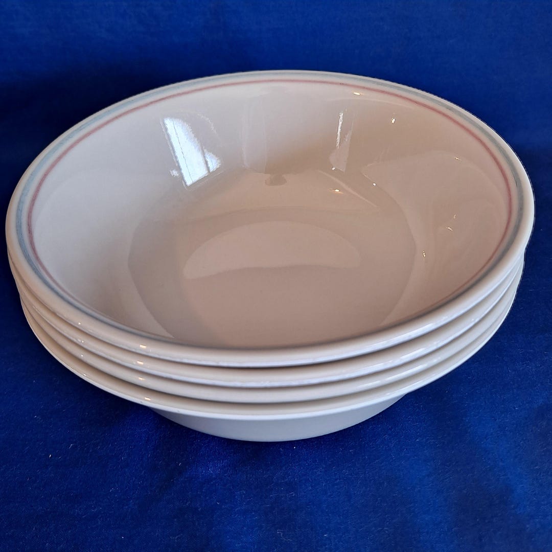 Lot 4 Corelle ENGLISH BREAKFAST Pattern 6" Cereal BOWLS Pink Blue ...