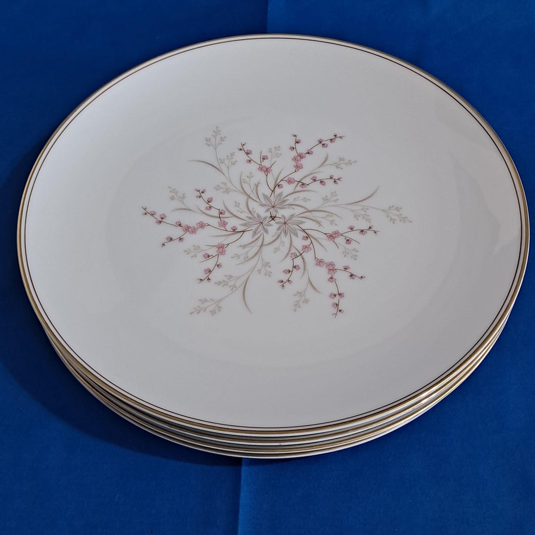 Vintage Lot 4 Noritake CLAIRE DINNER PLATES #5902 Pink Flowers Gold ...