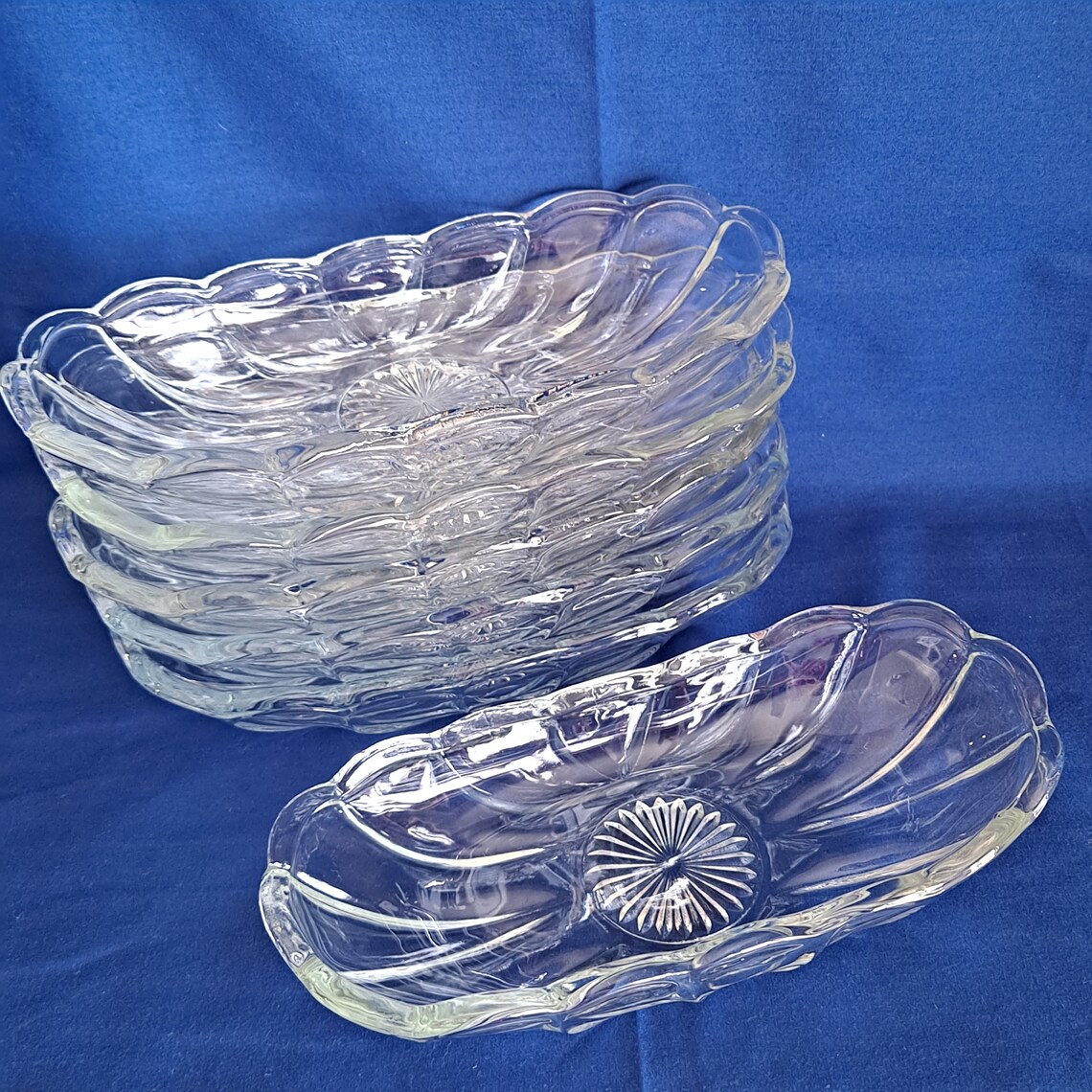 Vintage 6 Anchor Hocking BANANA SPLIT BOATS Clear Glass Soda Fountain ...