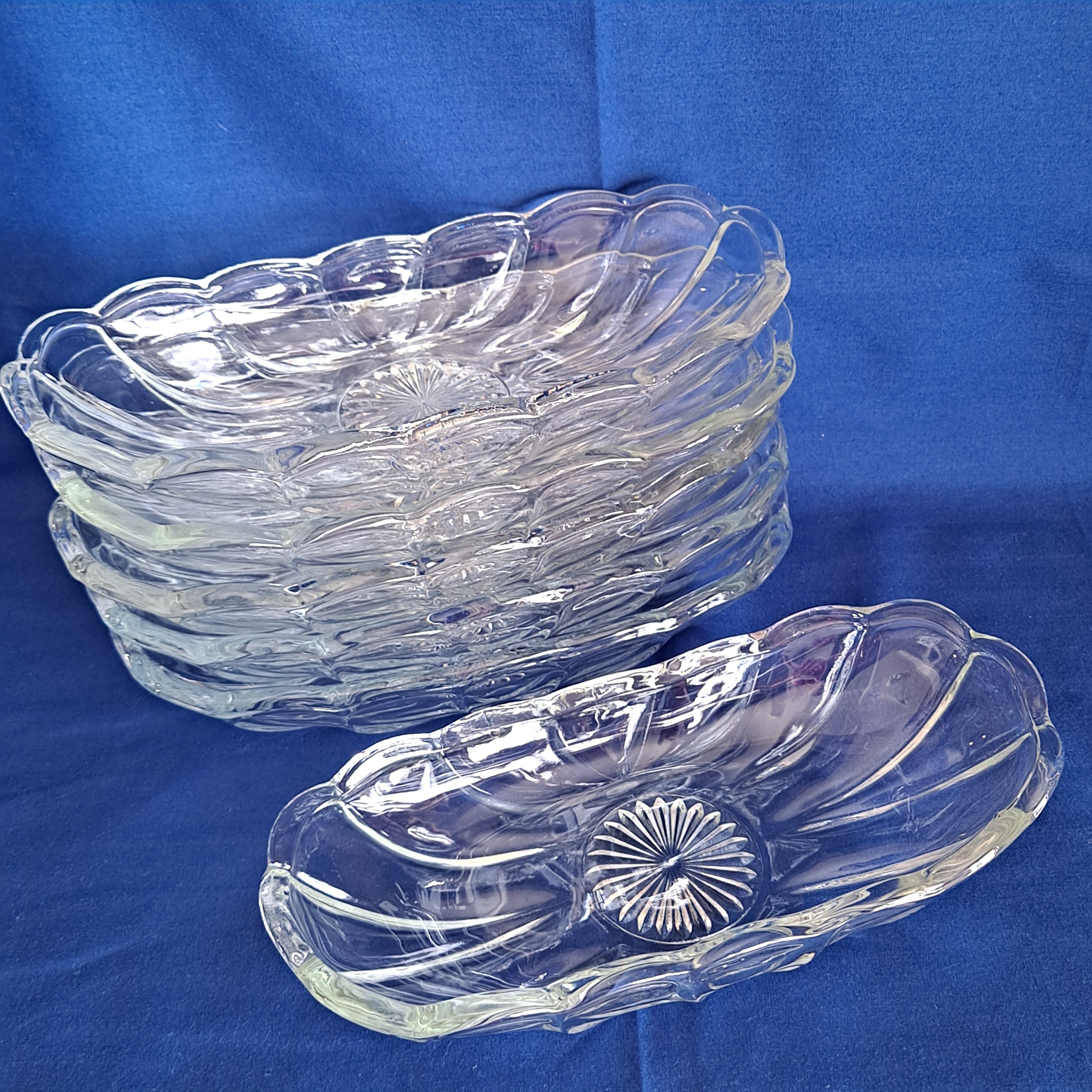 Vintage 6 Anchor Hocking BANANA SPLIT BOATS Clear Glass Soda Fountain ...