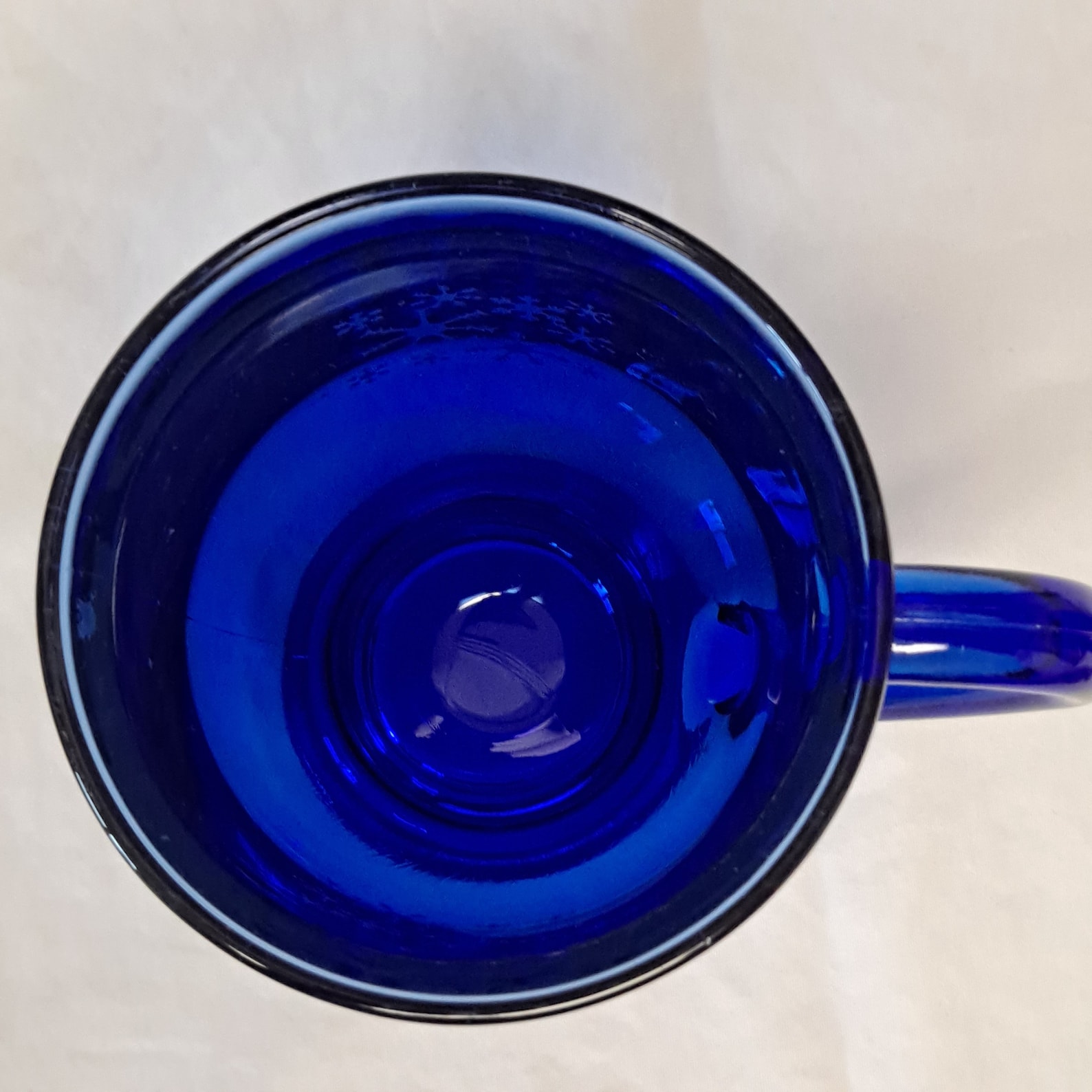 Vintage Lot 2 Cafe COBALT BLUE SNOWFLAKE Pedestal Glass Mug 16 Oz ...