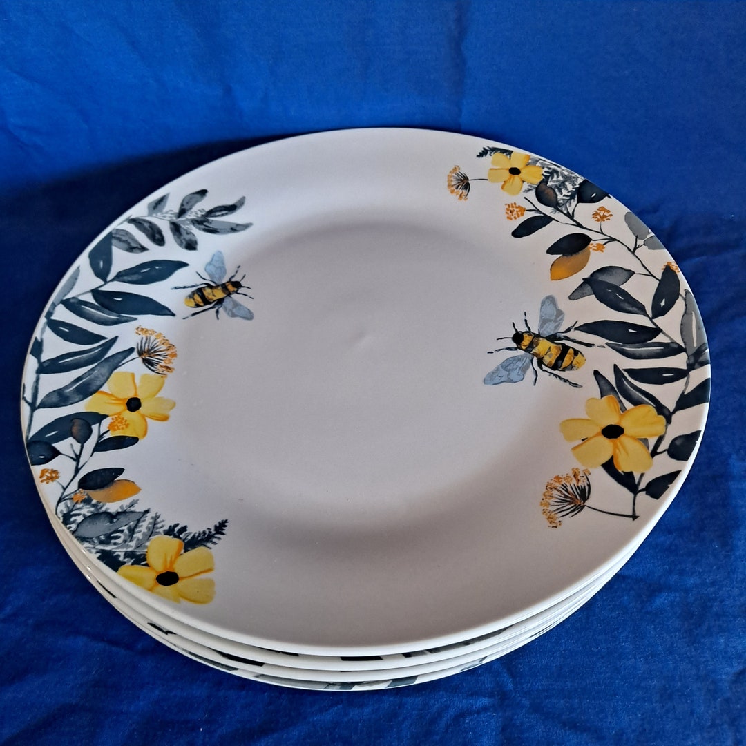 Lot 4 Royal Norfolk DINNER Plates SPRING BEE Ceramic Bumble Bee Flower ...