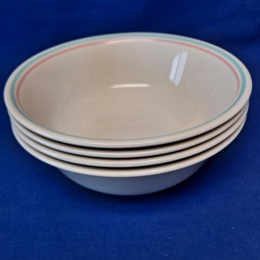 Lot 4 Corelle ENGLISH BREAKFAST Pattern 6 Cereal BOWLS Pink Blue ...