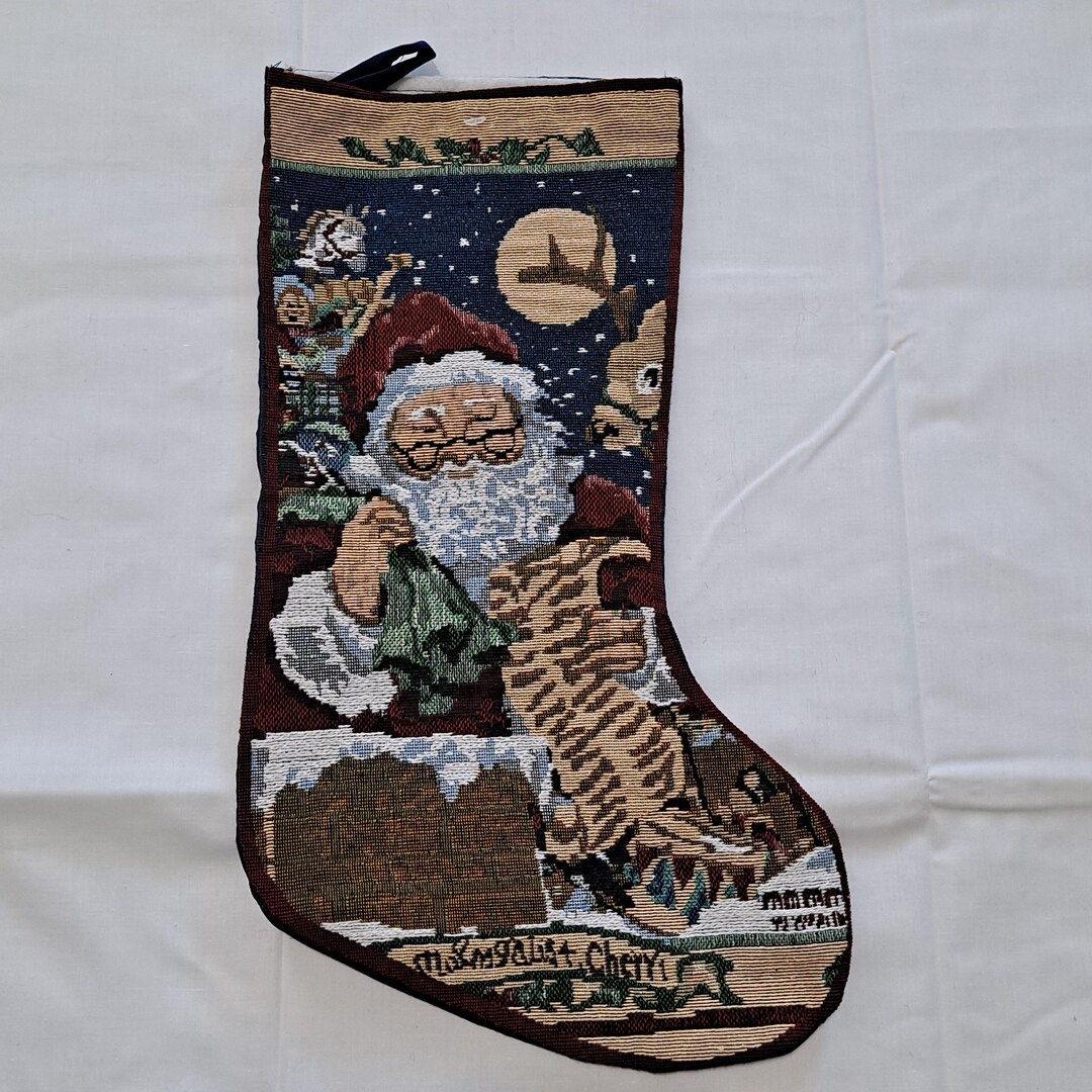 Santa's Pro Creation TAPESTRY CHRISTMAS STOCKING Needlepoint Stitch ...