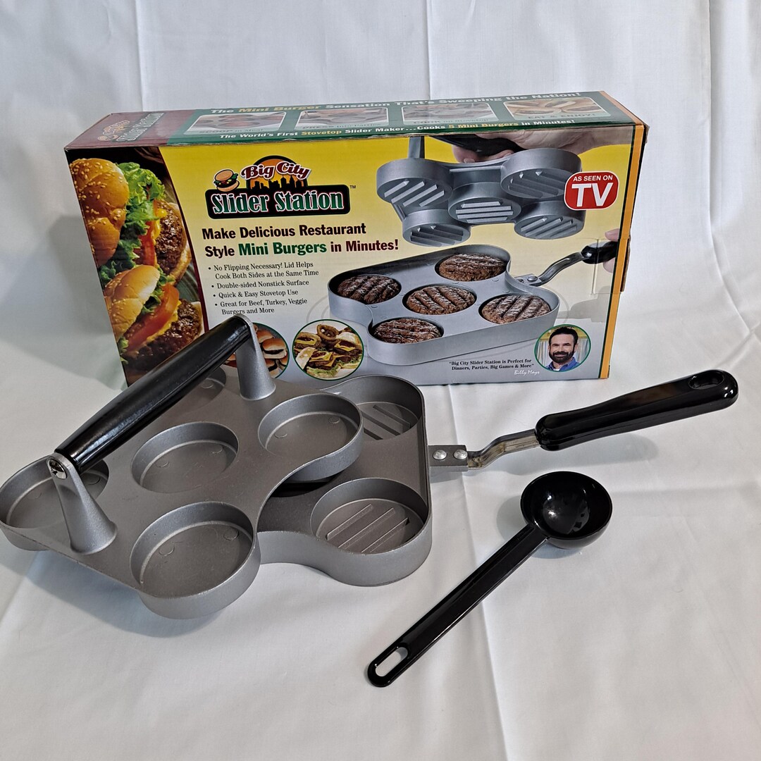Slider Station MINI BURGER MAKER Hamburger Cooker Pan Shaper Cooker ...