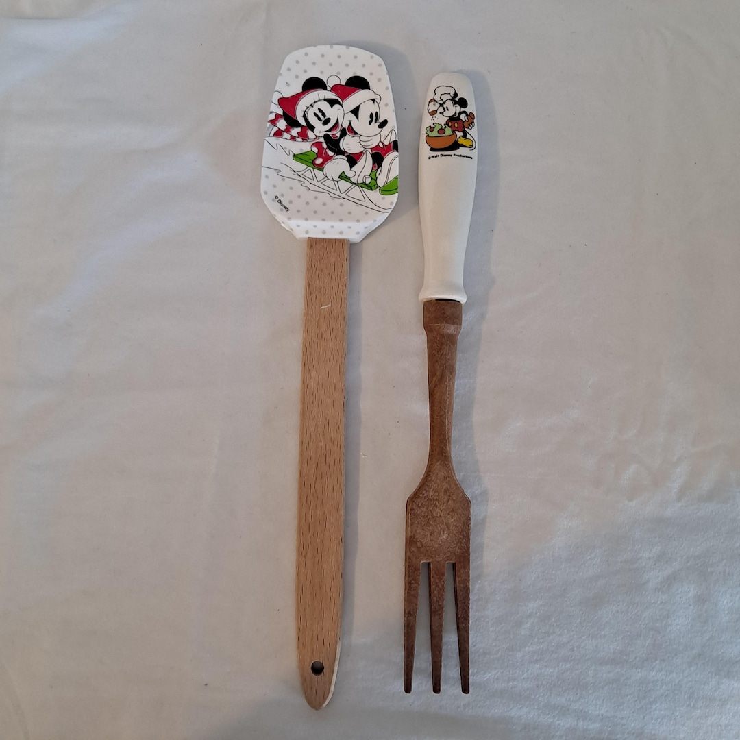 Disney Mickey Minnie Mouse SPATULA & SALAD FORK Kitchen Tools Utensils ...