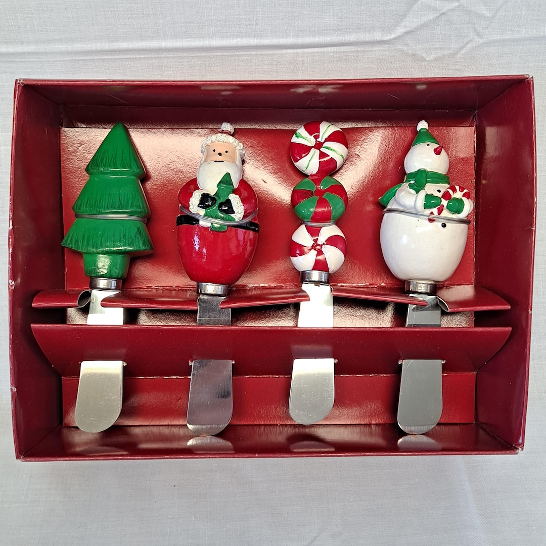 Lot 4 St Nicholas Square CANDY GREETINGS Christmas Cheese SPREADER Set ...