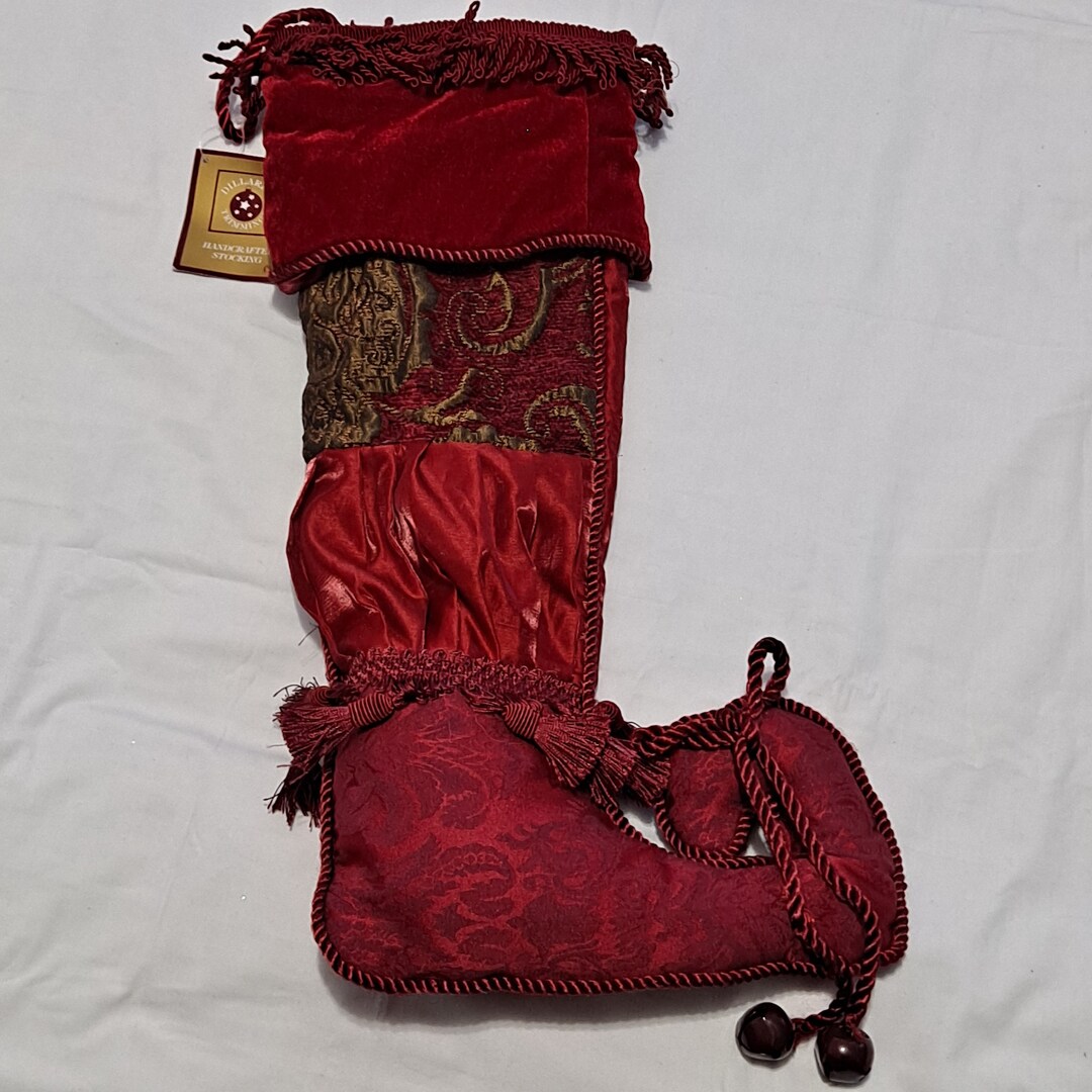 Dillard's Trimmings Victorian ELF Shoe CHRISTMAS STOCKING Satin Tassels ...