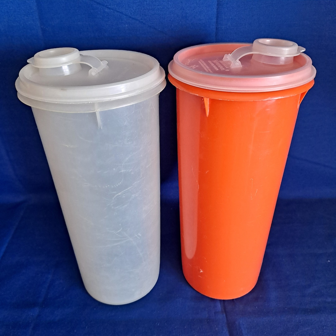 Vintage Lot 2 Tupperware SLIM LINE CONTAINERS Holder Pitcher Orange ...