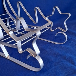 Metal Wire Christmas TABLETOP SANTA SLEIGH Decor Display Basket Holiday ...