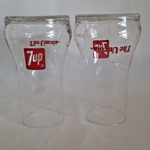 Lot 2 Vintage 7-up UPSIDE DOWN GLASSES 5 3/4" Logo the Uncola Tumblers ...