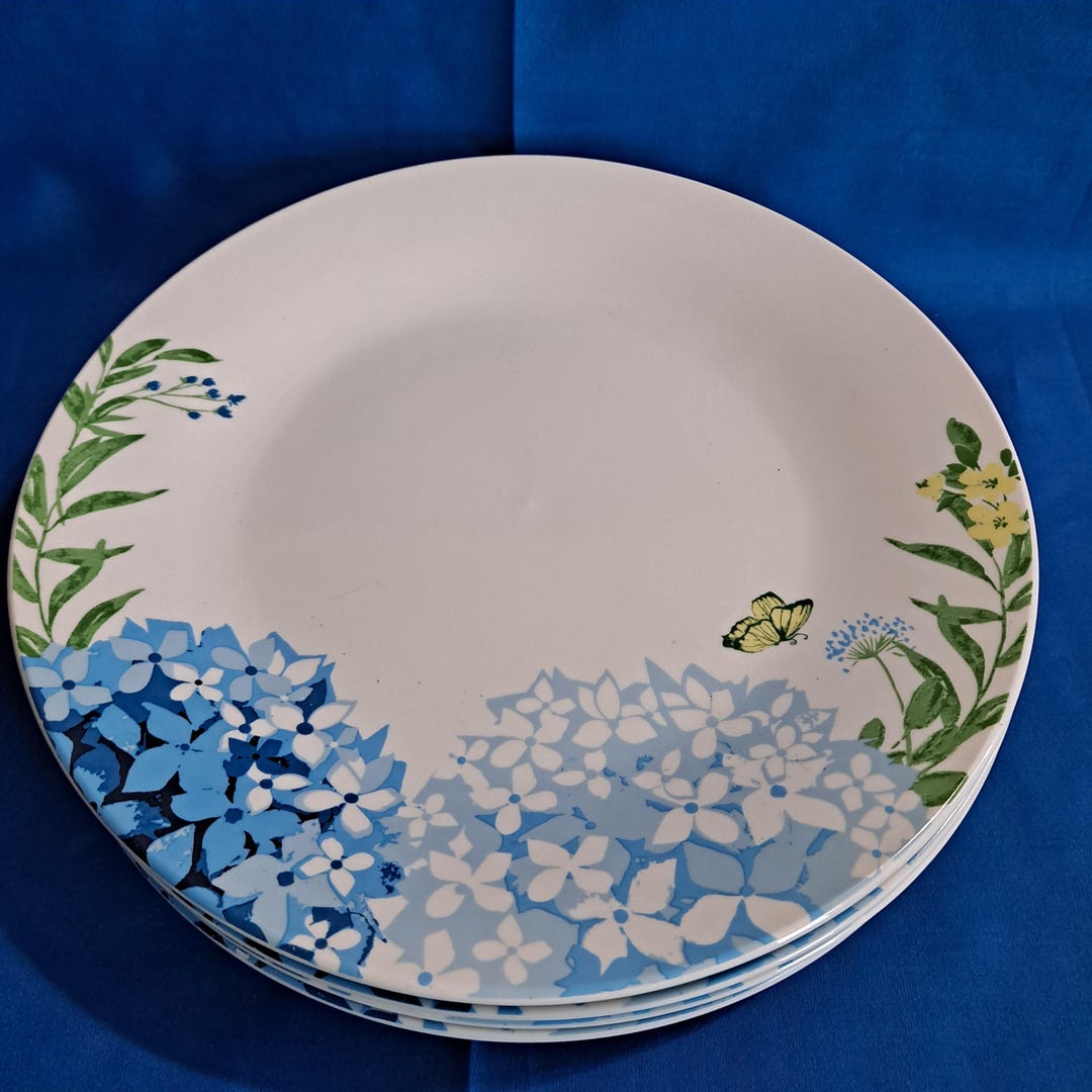 Lot 4 Royal Norfolk BLUE HYDRANGEA Dinner PLATES 10 1/2" Floral Spring ...