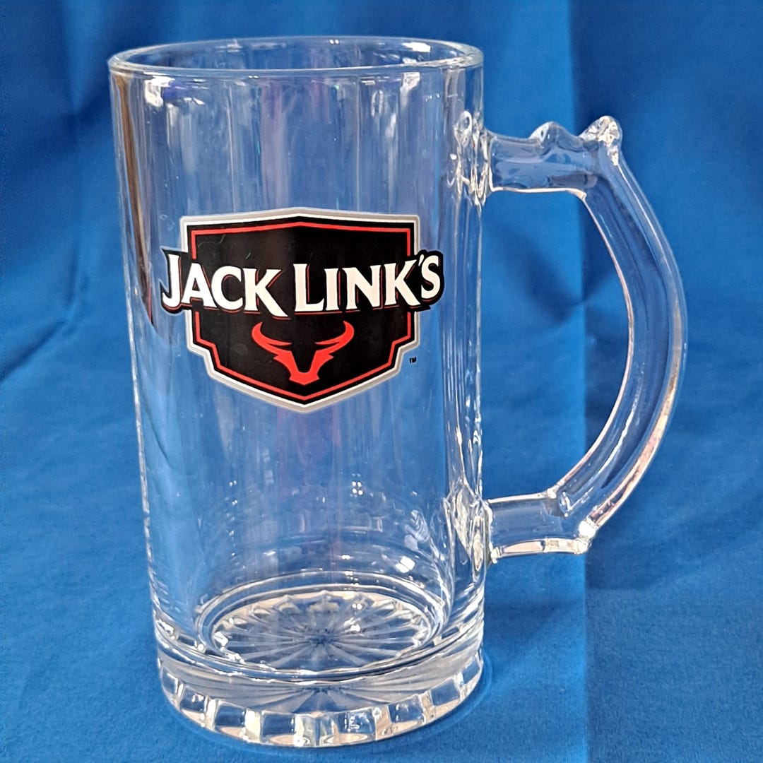 JACK LINKS 5 3/4 Glass MUG Float Designpac Cup Tumbler Beef Jerky Soda ...