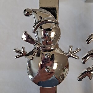Lot 4 Metal Christmas STOCKING HOLDERS Clips Mantel Hanger Snowman Tree ...