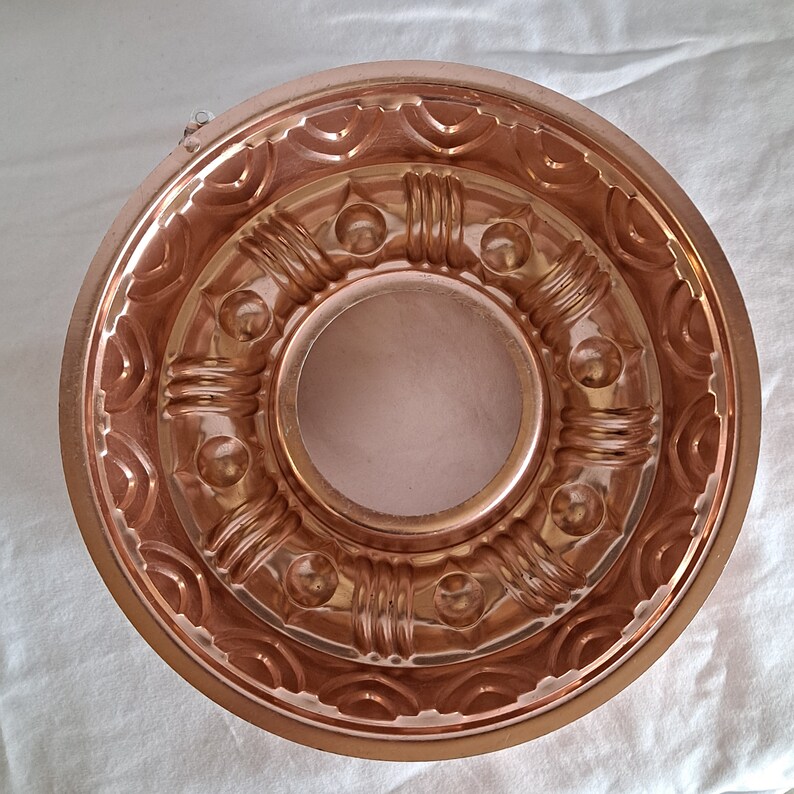 Vintage COPPER Colored RING MOLD Metal Jello Cake Baking Pan Fruit ...