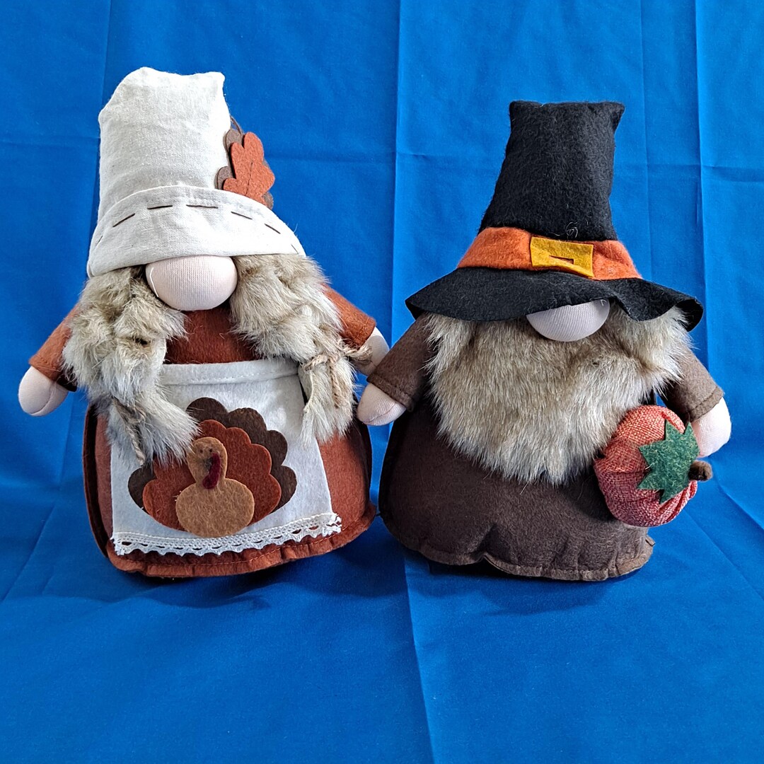 Homemade Lot 2 PILGRIM PLUSH GNOMES Bean Bag Thanksgiving Harvest ...