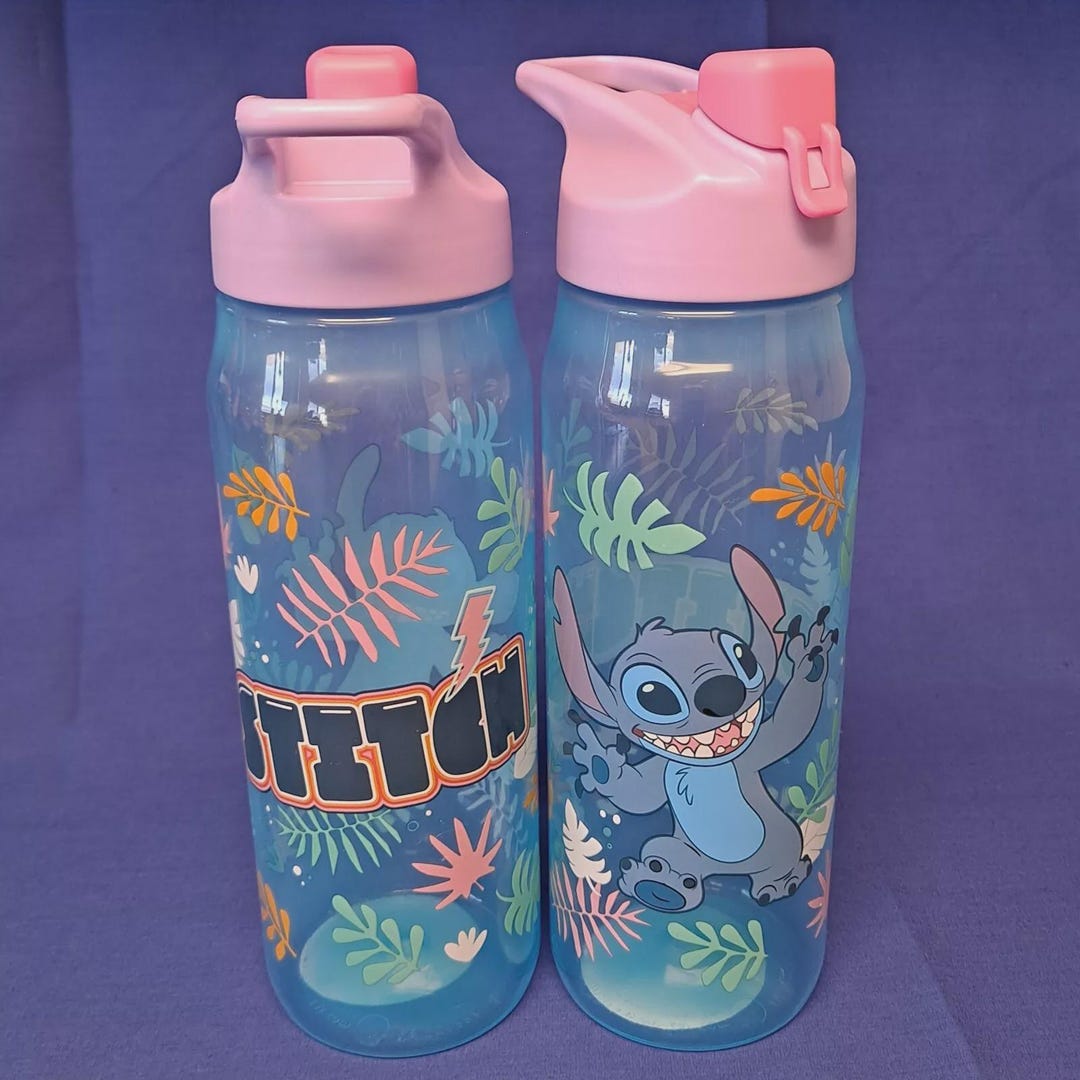 Lot 2 Disney STITCH Kids Travel Water BOTTLES Drink Lid Straws Zak Cups ...