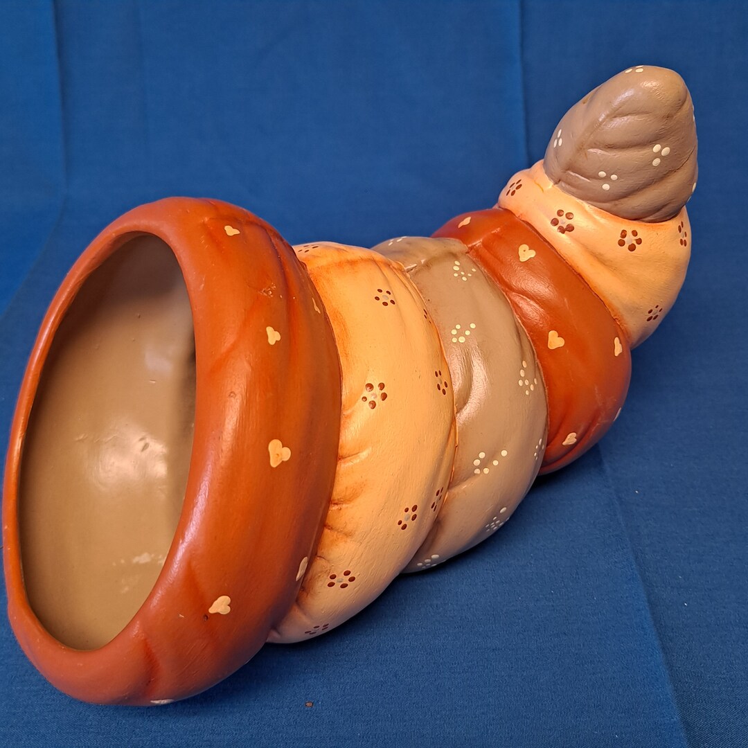 CORNUCOPIA BASKET CENTERPIECE Horn of Plenty Decoration Deco Ceramic ...