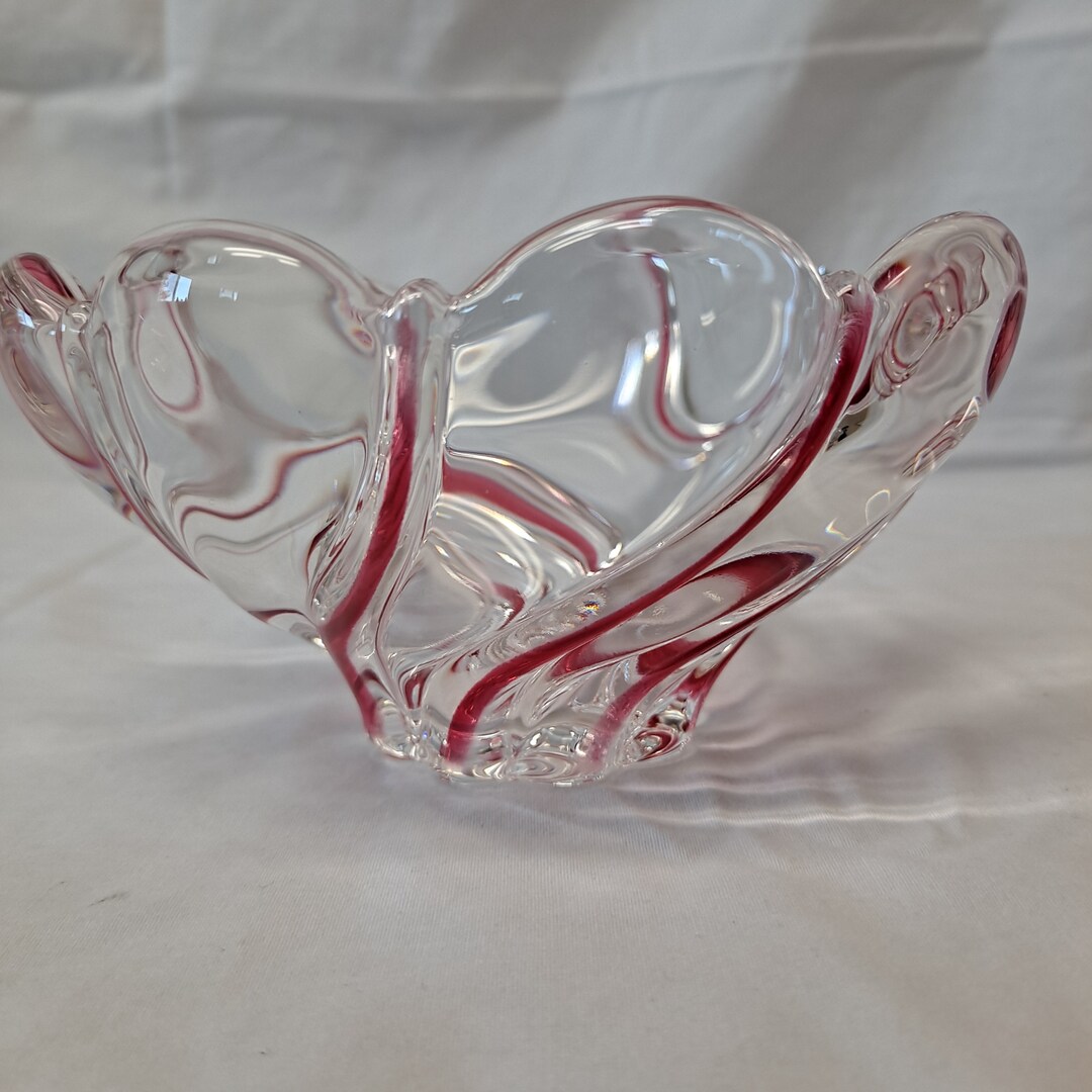 Mikasa PEPPERMINT RED Glass BOWL Candy Nut Jar Swirl Germany 5 3/4 - Etsy