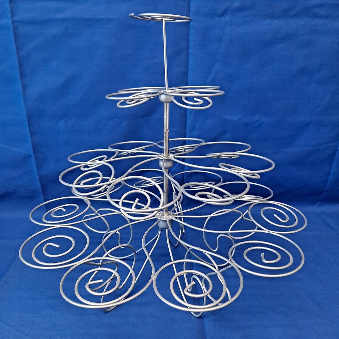 Metal 4 TIER CUPCAKE STAND Dessert Holder Display Wire Holds 23 Muffin ...