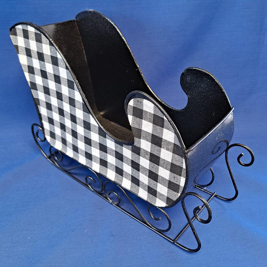 Metal Christmas TABLETOP SANTA SLEIGH Sled Table Decor Snow 10 ...