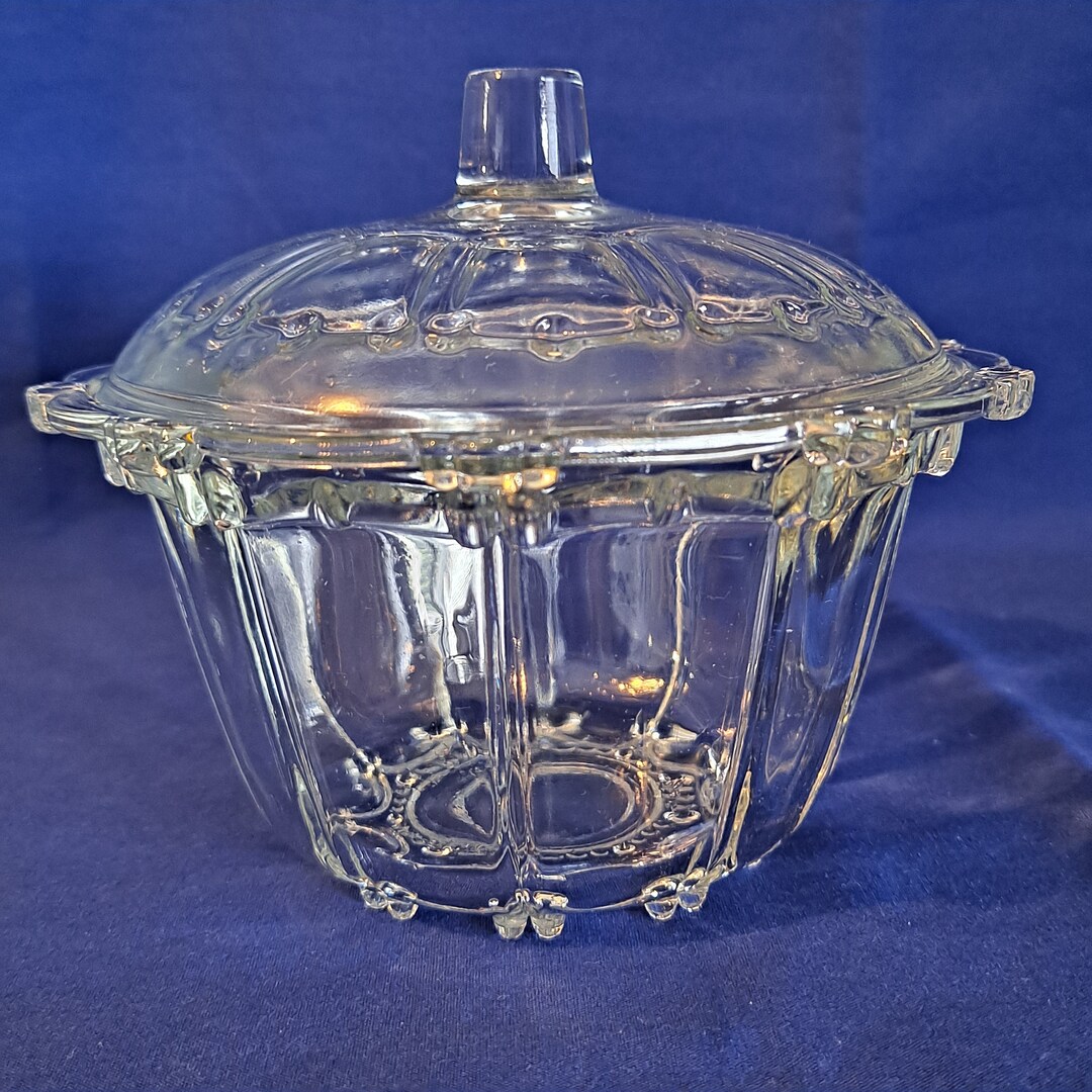 Crystal Clear Industries GLASS CANDY JAR Bowl Dish 303186 W/lid Beads ...