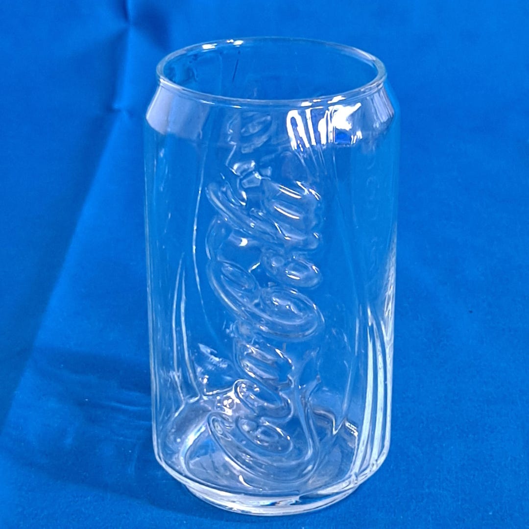 COCA COLA Clear GLASS Coke Can Shaped Logo Promo Tumbler 4" Cup 12oz - Etsy