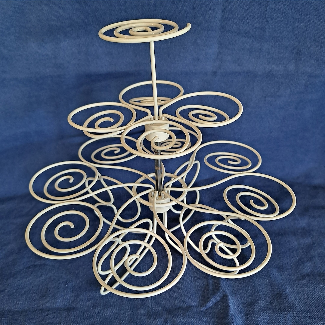 Metal 3 TIER CUPCAKE STAND Dessert Muffin Holder Display Wire Hold 13 ...