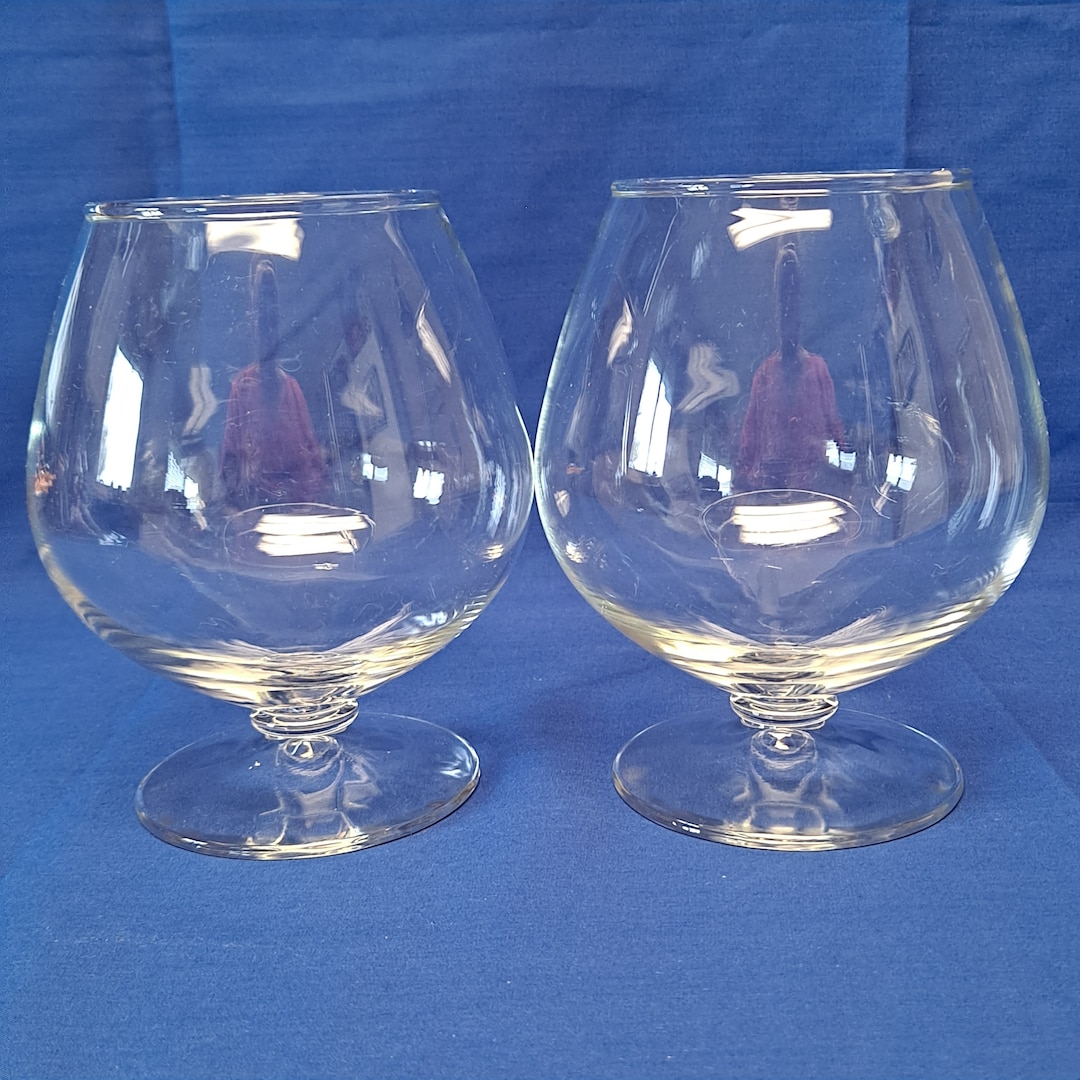 Vintage Lot 2 BRANDY SNIFTER GLASSES Crystal Sniffer Congnac Cocktail ...