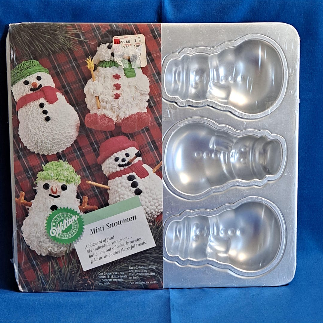 Vintage 1992 Wilton SNOWMAN MINI Cake PAN 6 Muffin Cupcake Mold Cookie ...