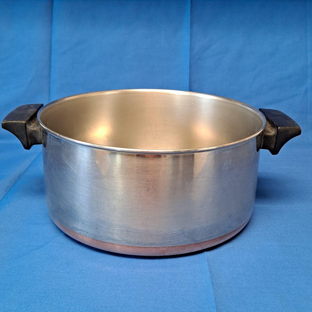 Vintage REVERE Ware 4 1/2 Quart Qt Copper Bottom STOCK POT Sauce Pan ...
