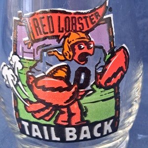 Vintage Red LOBSTER Glass Drink Tumbler TAIL BACK Cocktail Football ...