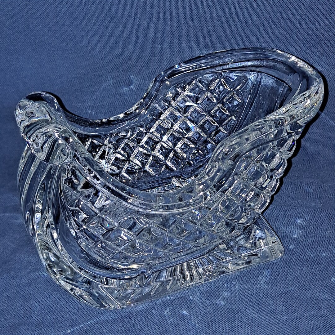 Vintage Lead Crystal SLED CANDY DISH Heavy Glass Christmas - Etsy