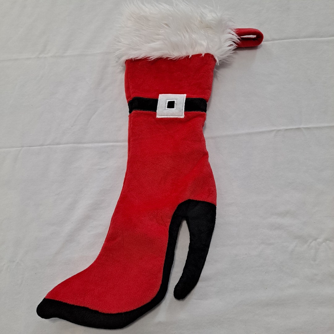 HIGH HEEL Boot 17" Christmas STOCKING Shoe Red Black Santa Belt - Etsy