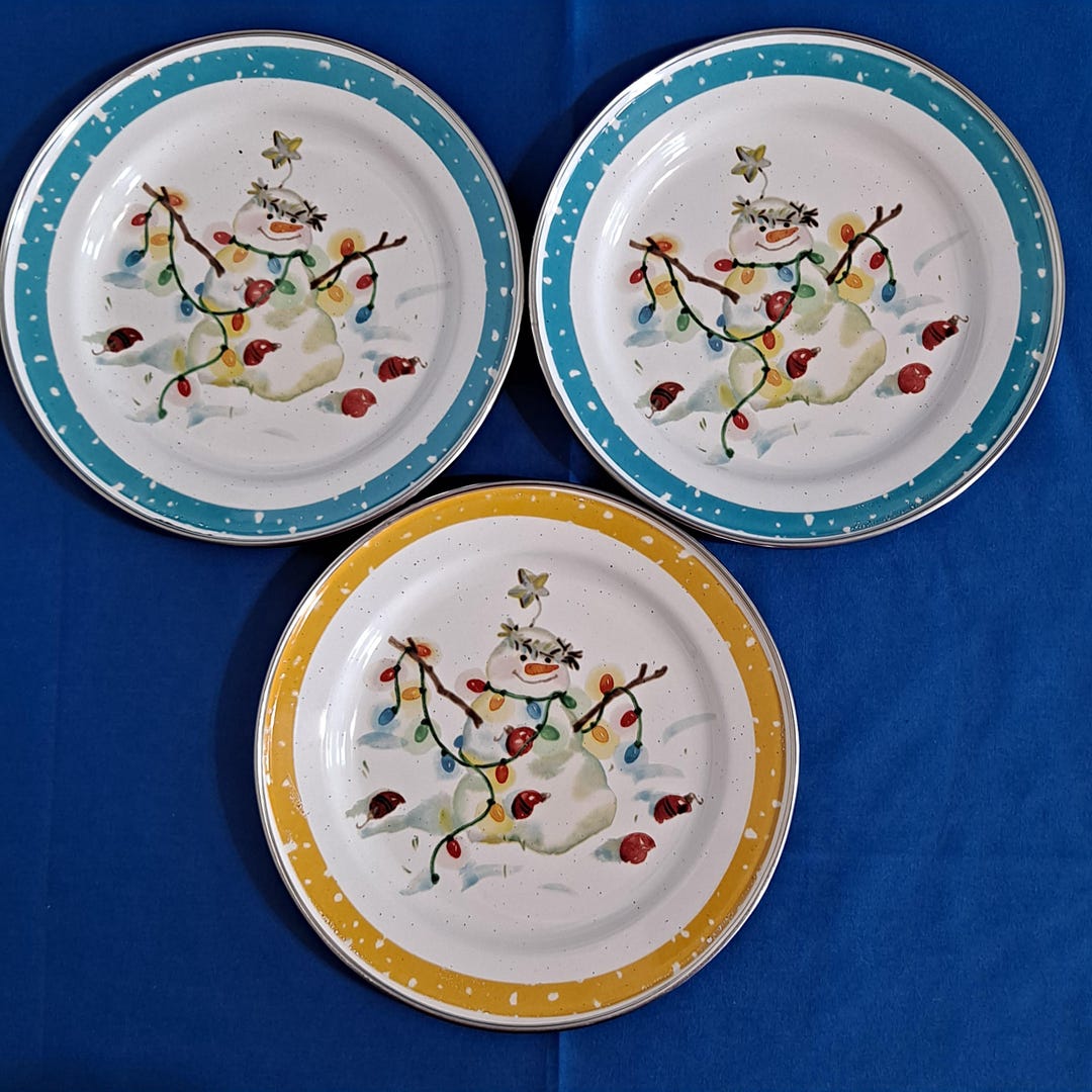 Vintage Set 3 Hallmark MITFORD SNOWMAN Christmas 7 1/2" Plates ...