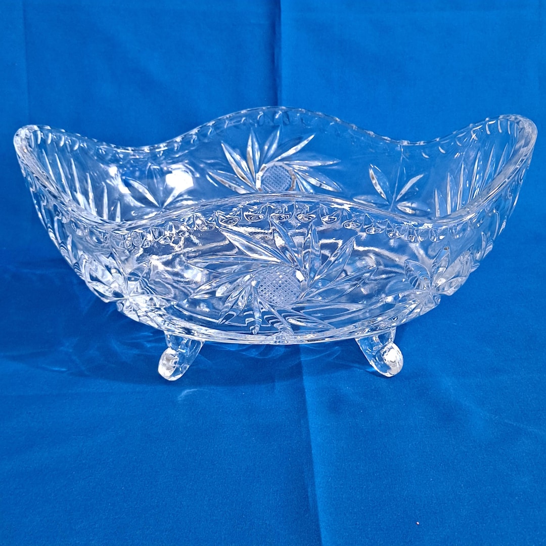 Vintage Crystal PINWHEEL Footed BOWL 10 1/4" W. German Anna Hutte ...
