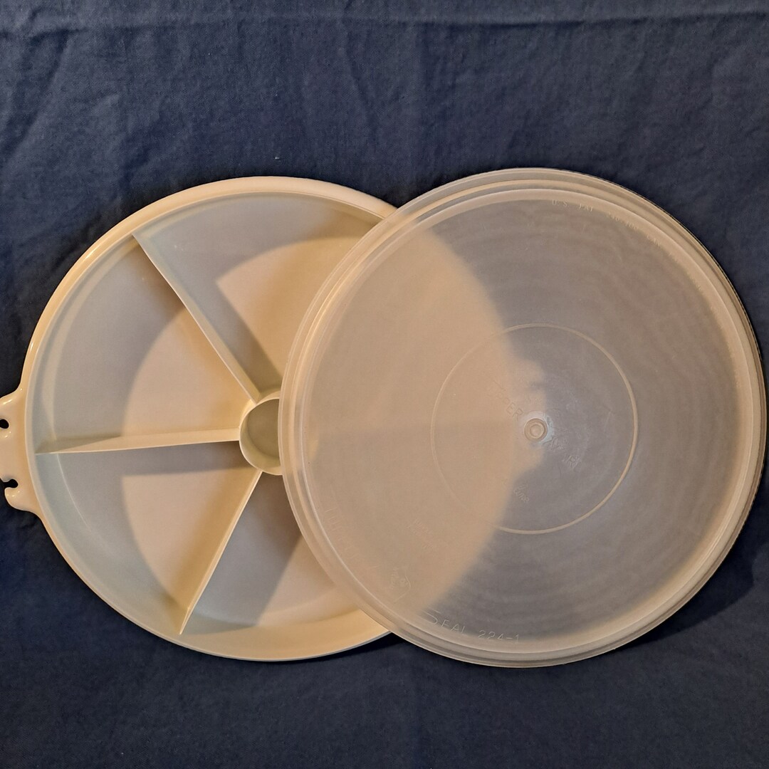 Vintage Tupperware PARTY SUSAN Divided Server TRAY Vegetable Platter ...