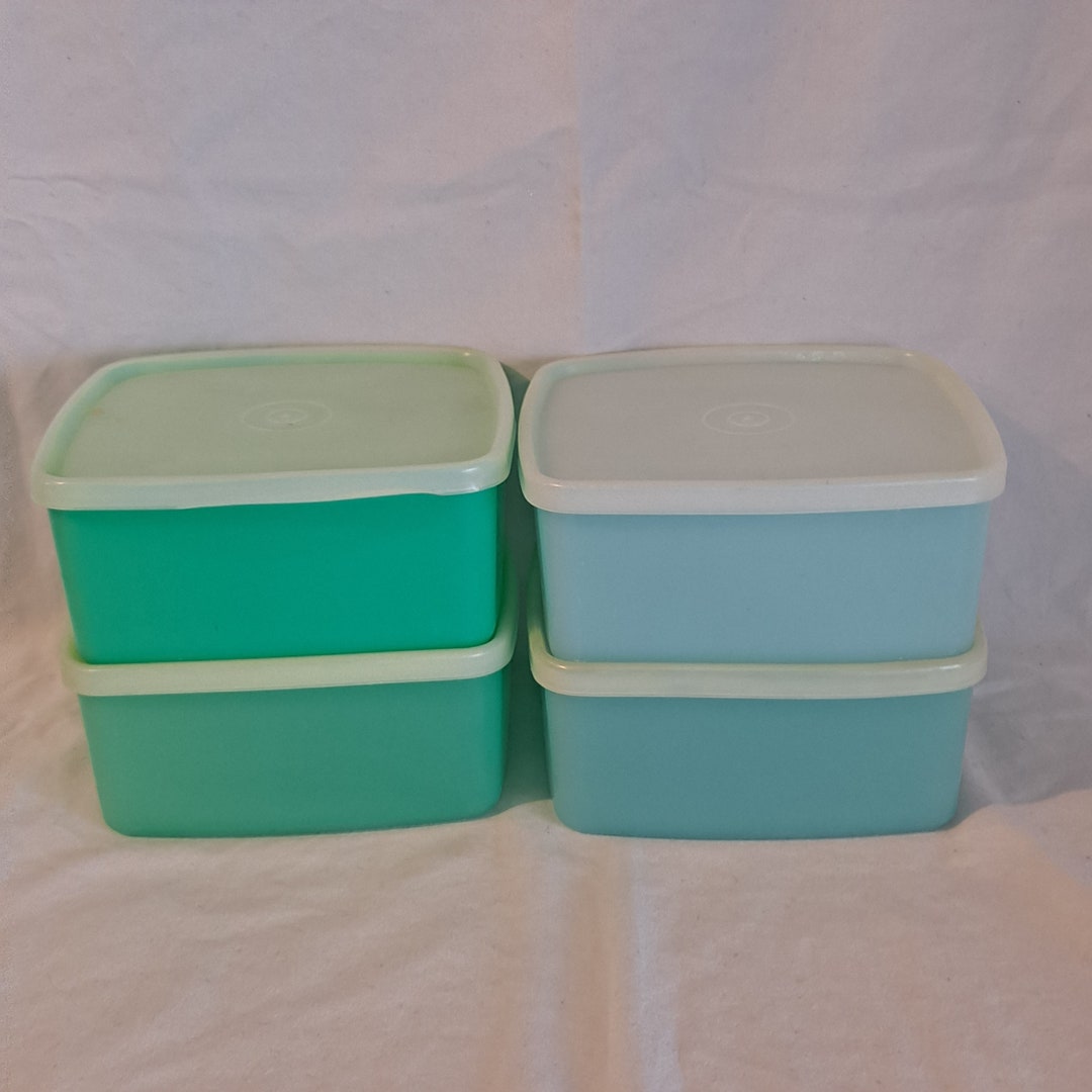 Vintage 4 TUPPERWARE Square Rounds FREEZER Storage CONTAINERS Food ...
