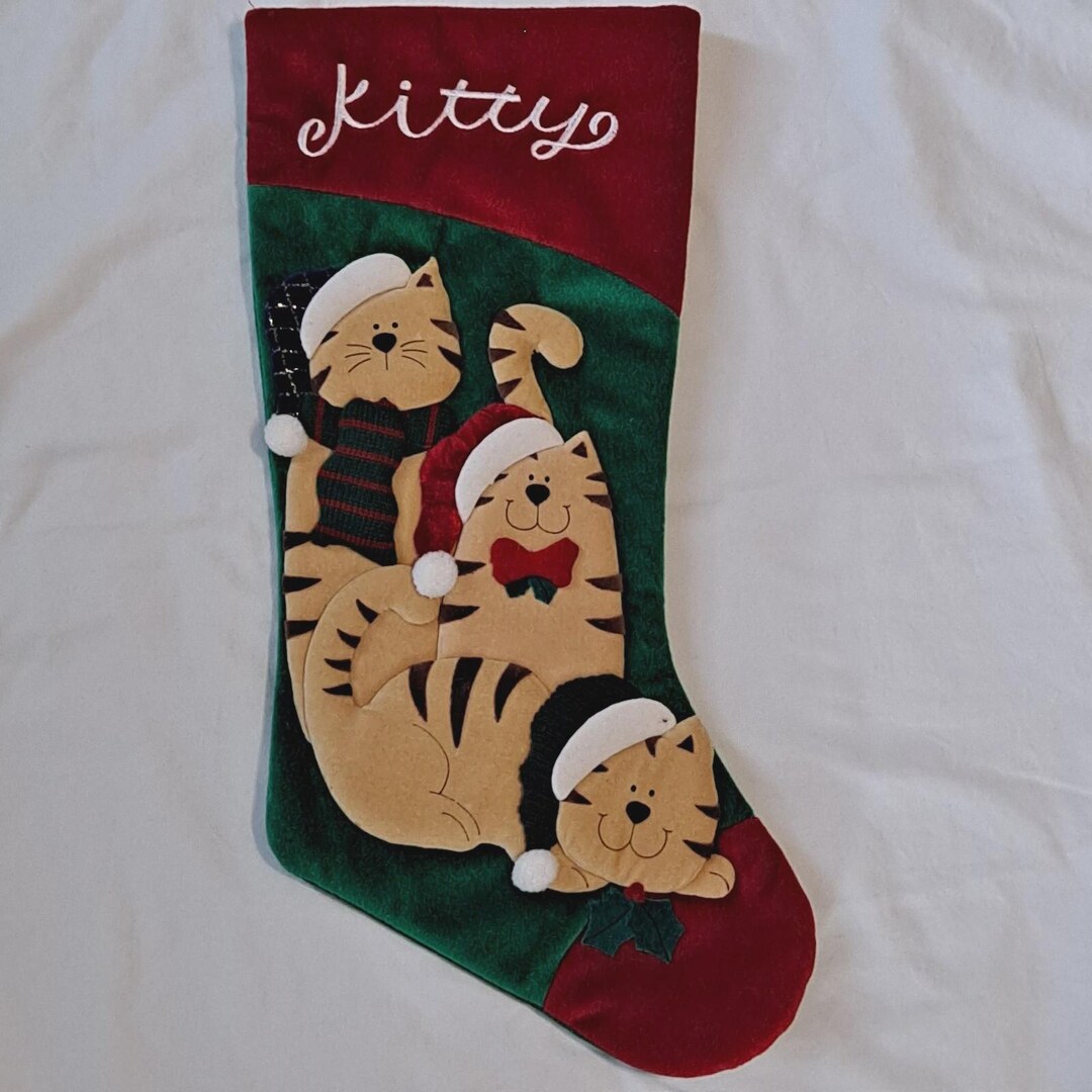 2002 Prima Creations 18" KITTY Felt CHRISTMAS STOCKING Cat Plush - Etsy