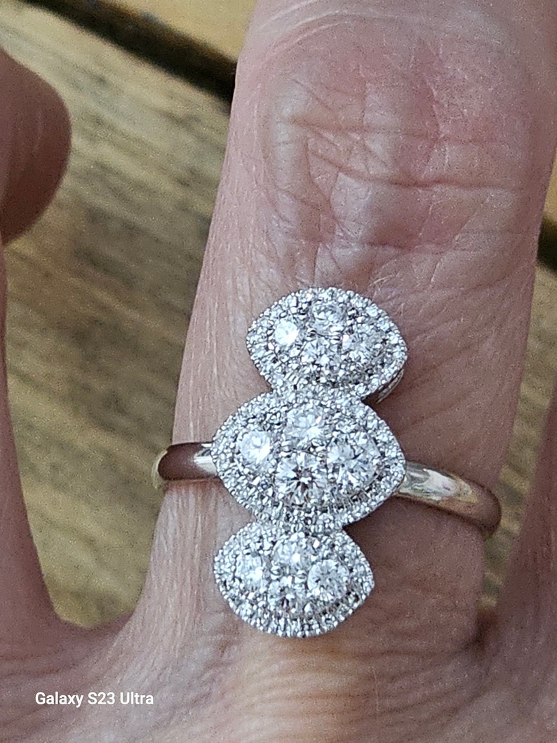 Custom-made Middle Finger Ring 14 Karat White Gold and Genuine Diamonds ...