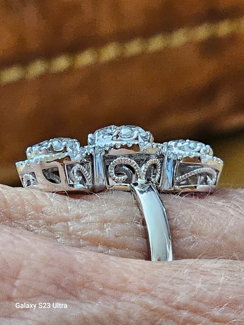 Custom-made Middle Finger Ring 14 Karat White Gold and Genuine Diamonds ...